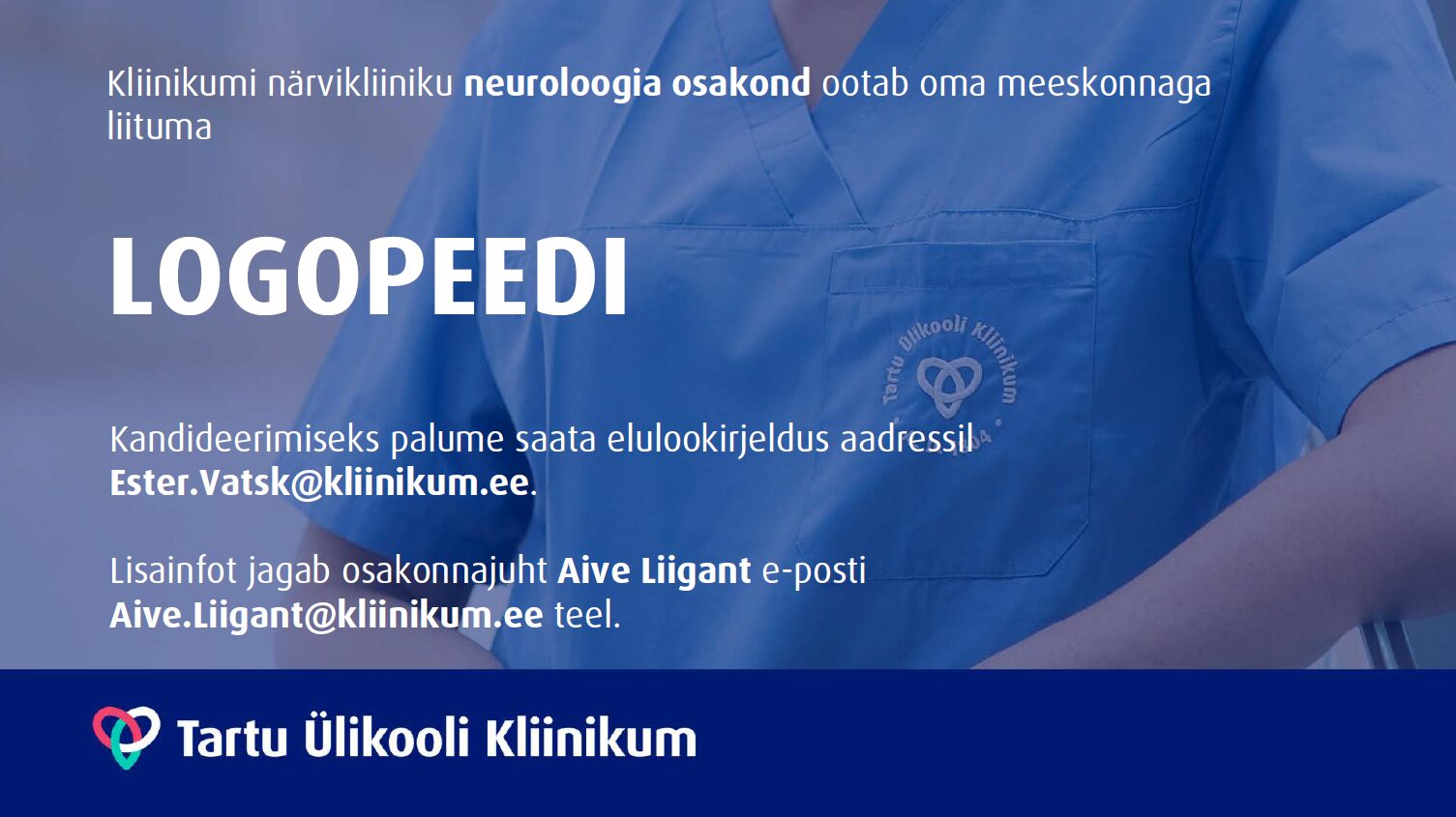Logopeed neuroloogia osakonda - Tartu Ülikooli Kliinikum